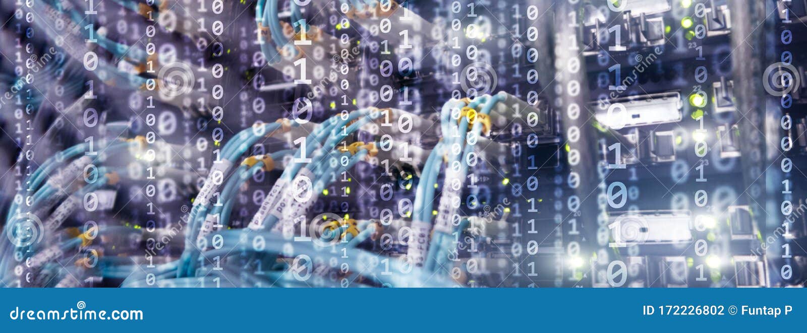 Matrix Futuristic Theme Multiple Exposure Binary Numbers. Data Center ...