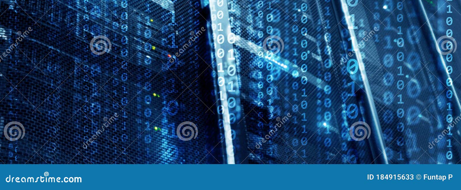 Matrix Futuristic Theme Multiple Exposure Binary Numbers. Data Center Website Banner. Stock ...