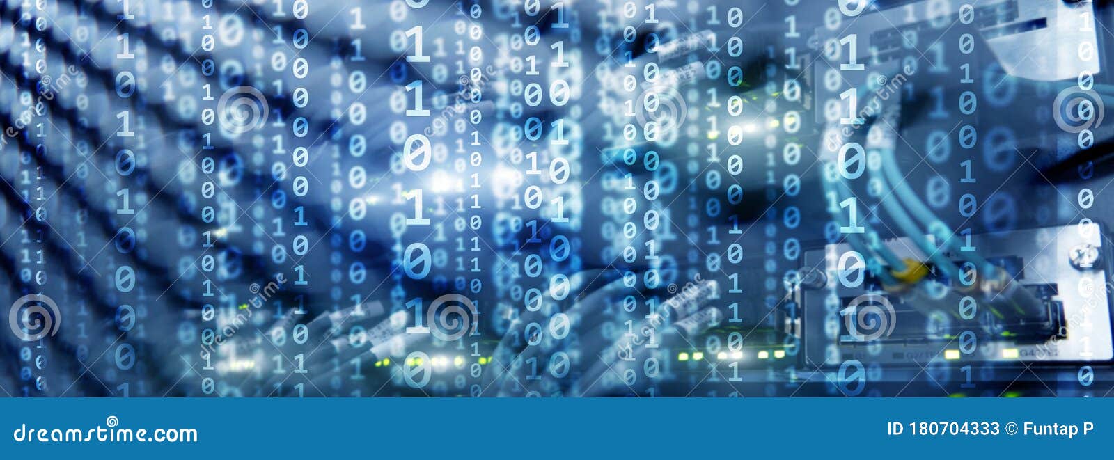 Matrix Futuristic Theme Multiple Exposure Binary Numbers. Data Center ...