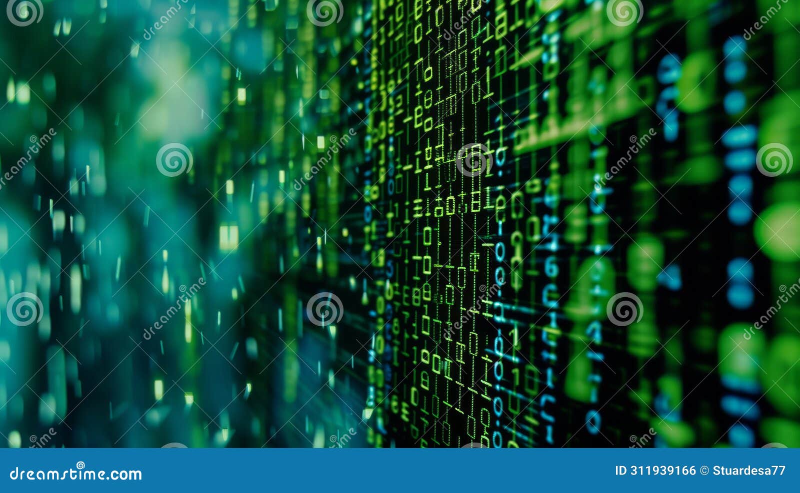 Matrix of Green Binary Code Stock Illustration - Illustration of ...