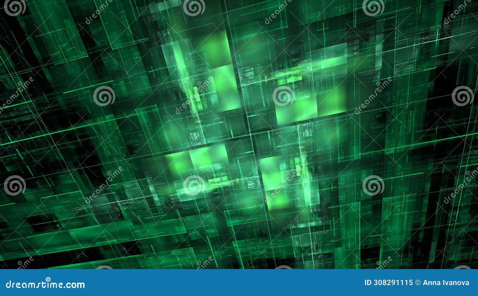 Matrix of Neon Green Digital Lattice Shimmering with Energy and Depth ...