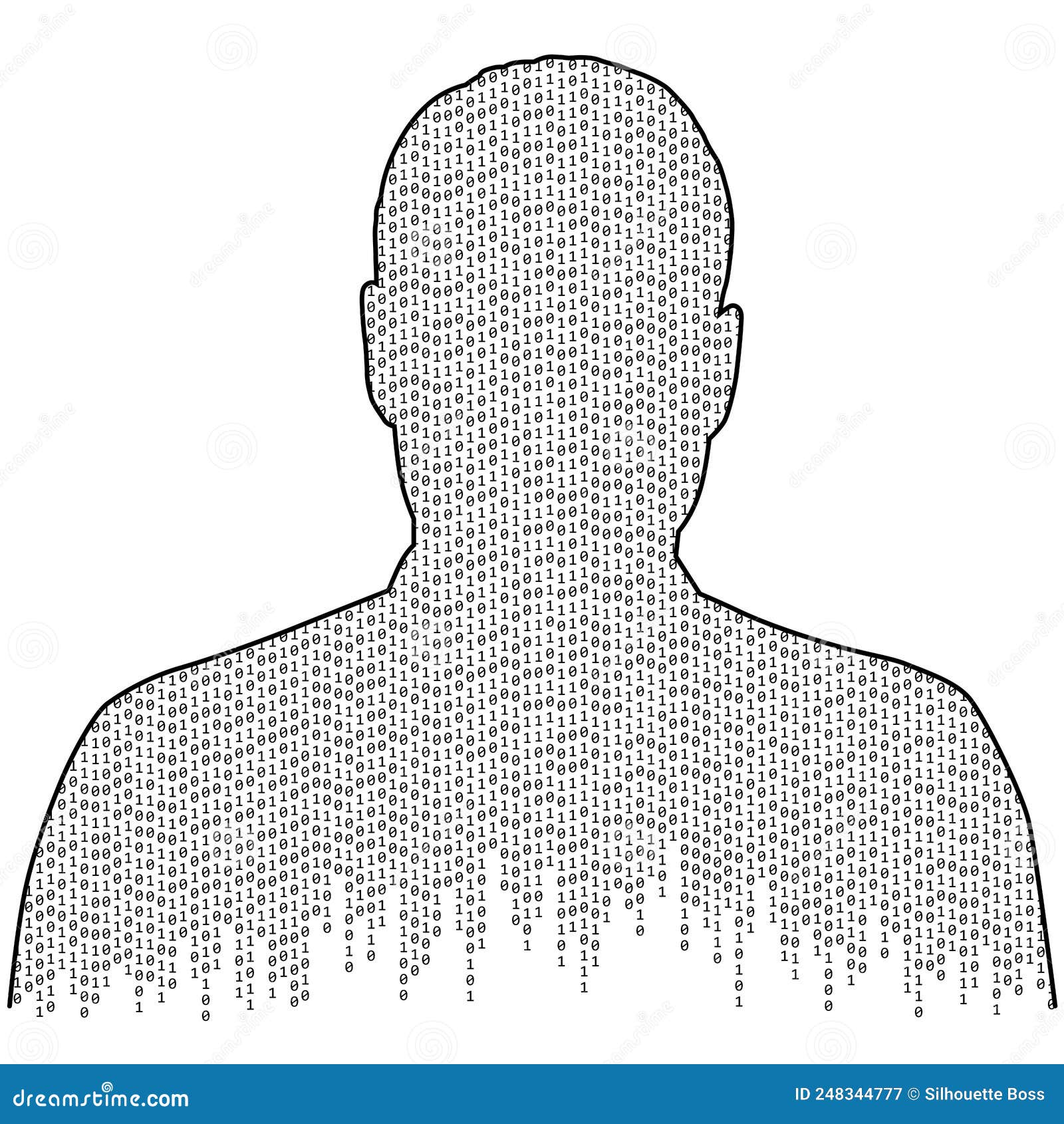 Matrix Numbers Portrait Head, Digital Code Anonymous Identity Avatar ...