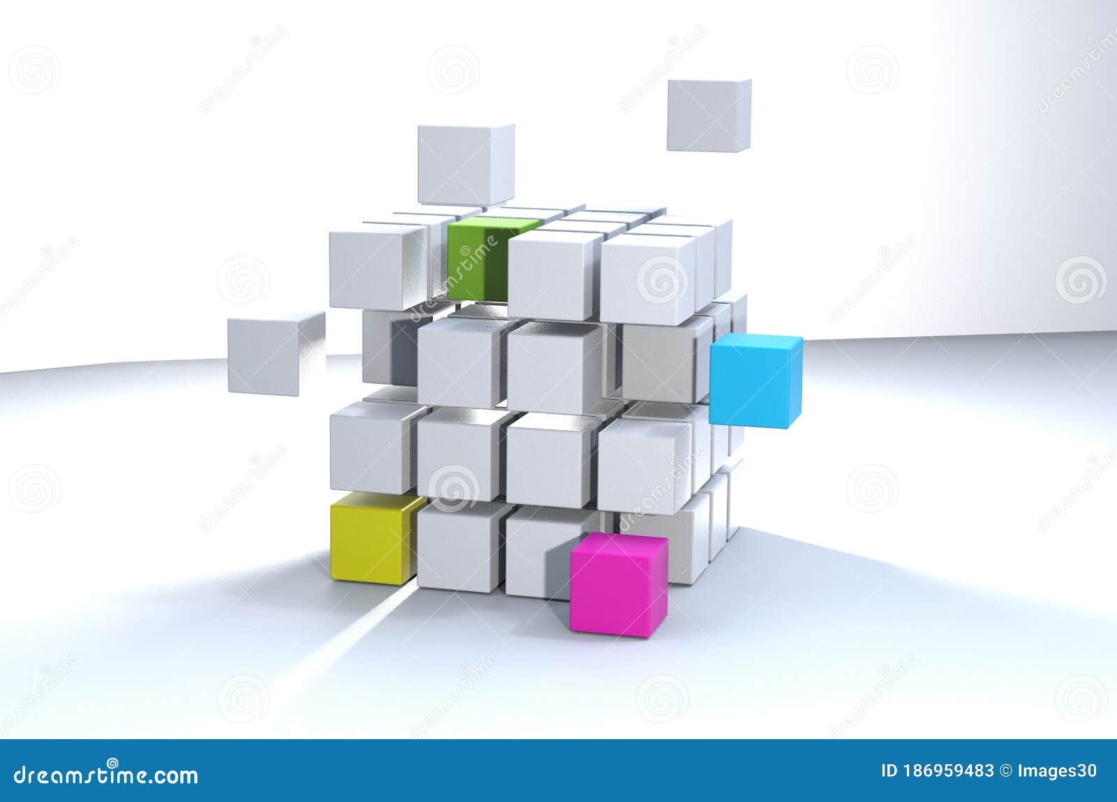 Matrix Organization Cube with Light from Behind Stock Illustration ...