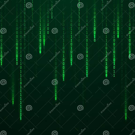 Matrix. Stream of Binary Code on Screen. Falling Random Numbers. Data and Technology Stock ...