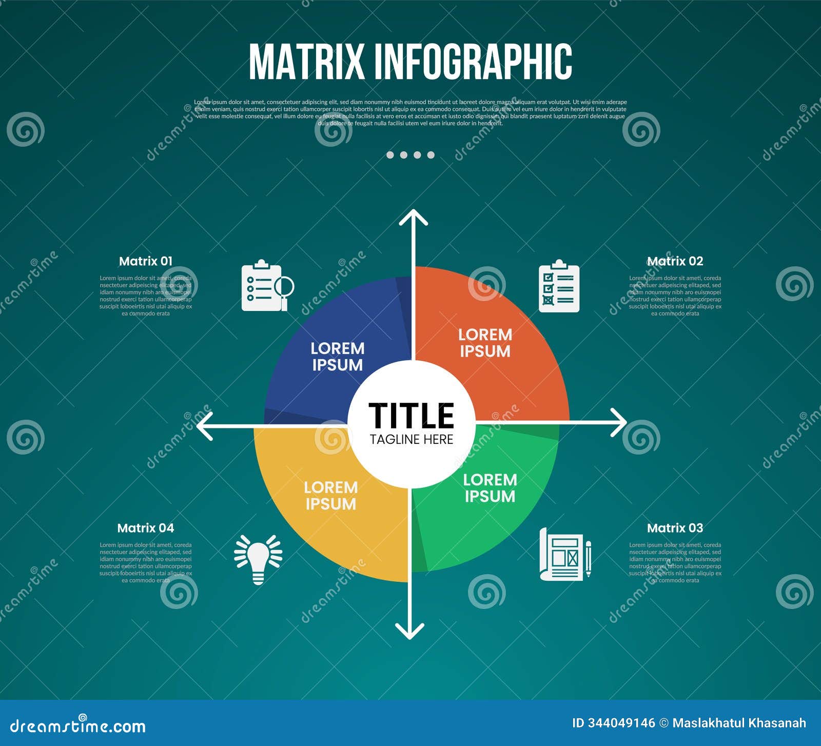 Matrix Structure Dimensions Template Infographic with Big Circle Arrow ...