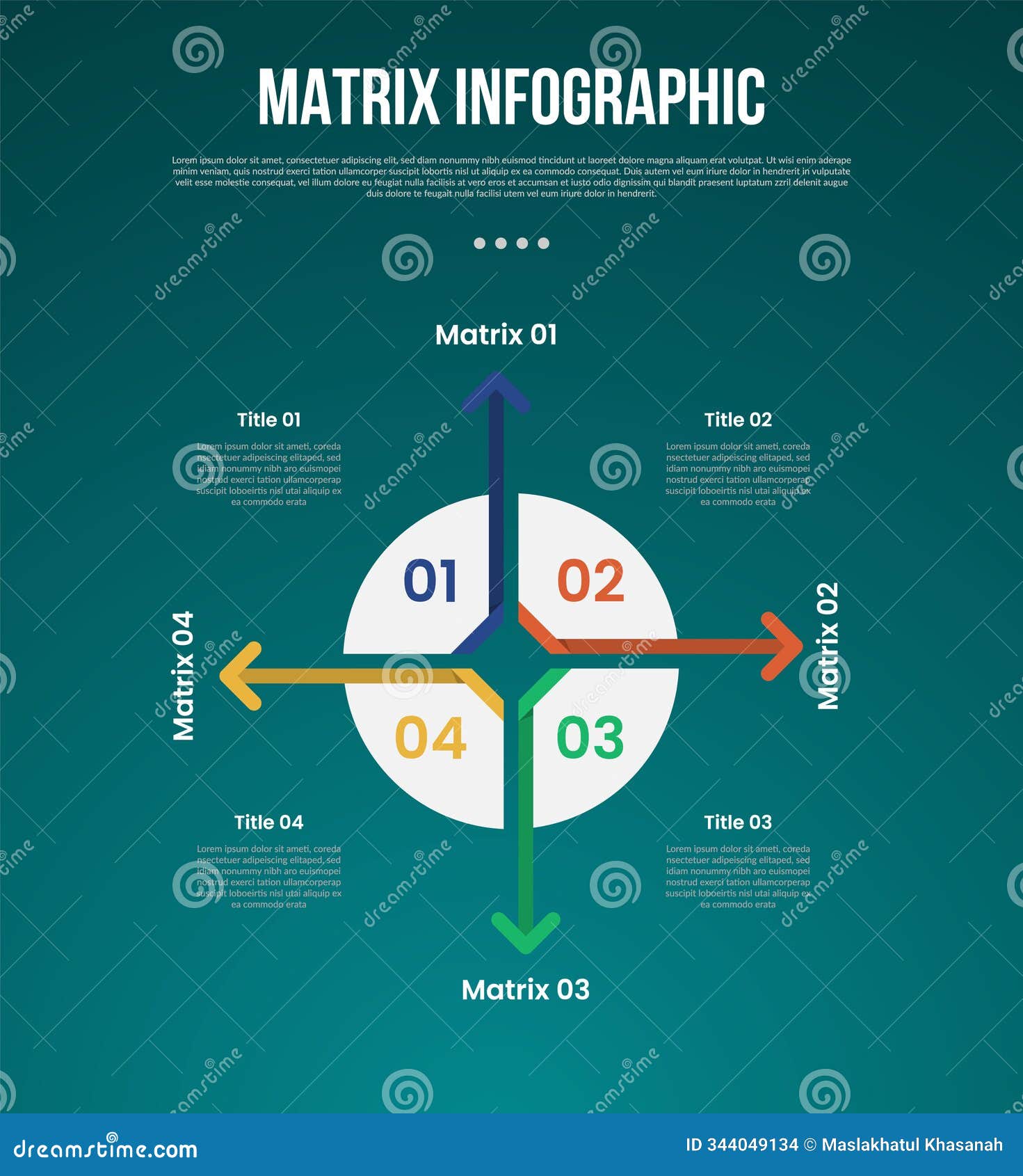 Matrix Structure Dimensions Template Infographic with Big Circle ...