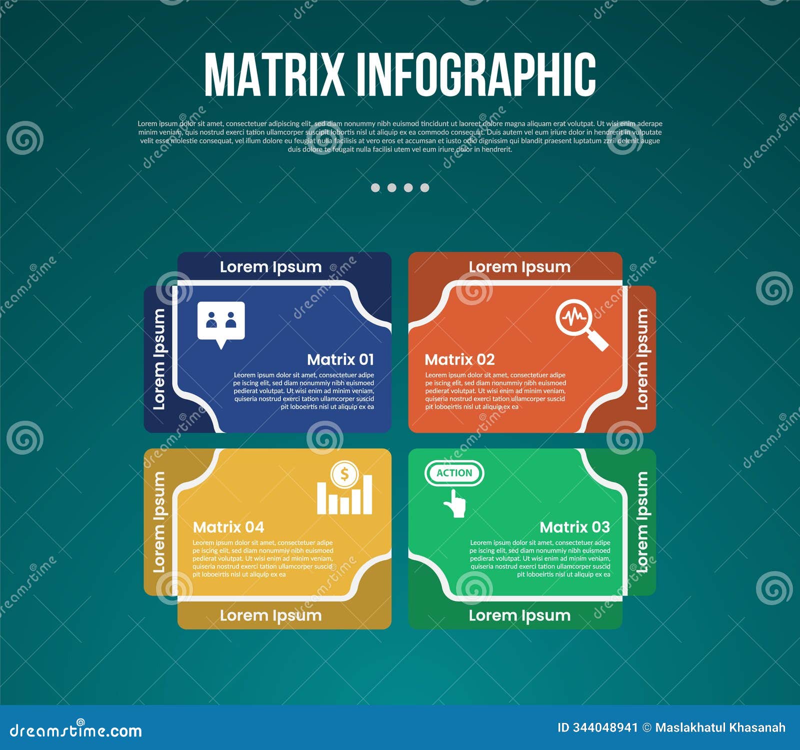 Matrix Structure Dimensions Template Infographic with Creative Box with ...