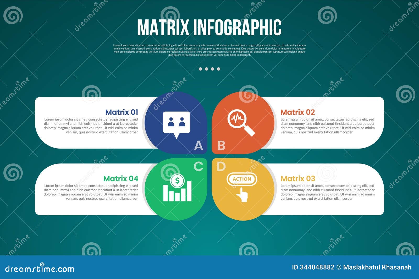 Matrix Structure Dimensions Template Infographic with Creative Circle ...