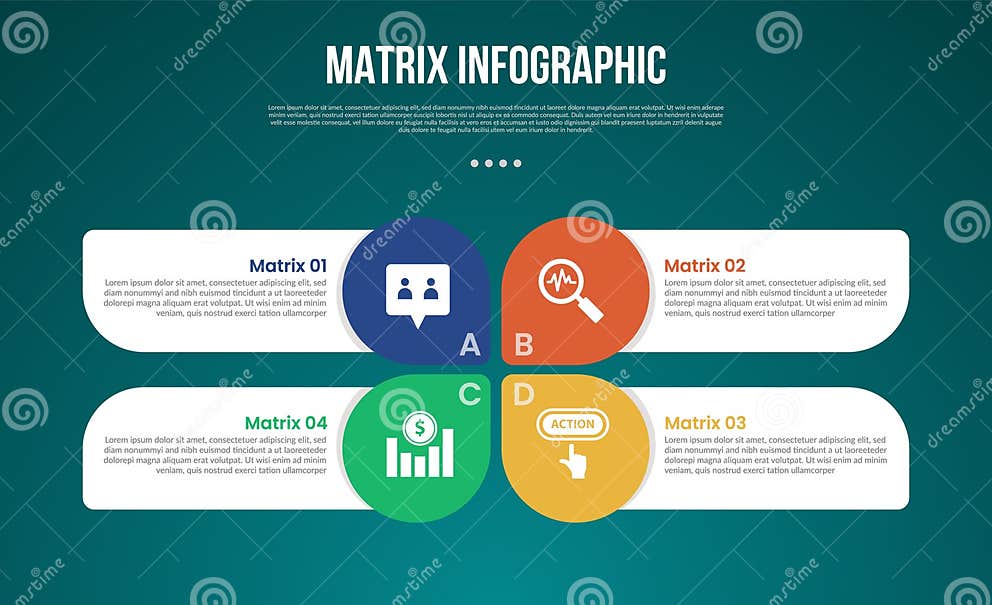 Matrix Structure Dimensions Template Infographic with Creative Circle ...