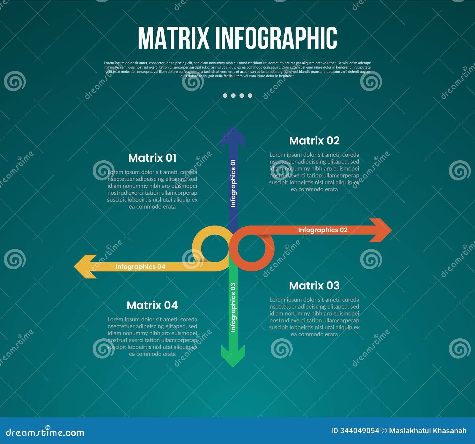 Matrix Structure Dimensions Template Infographic with Long Line Arrow ...