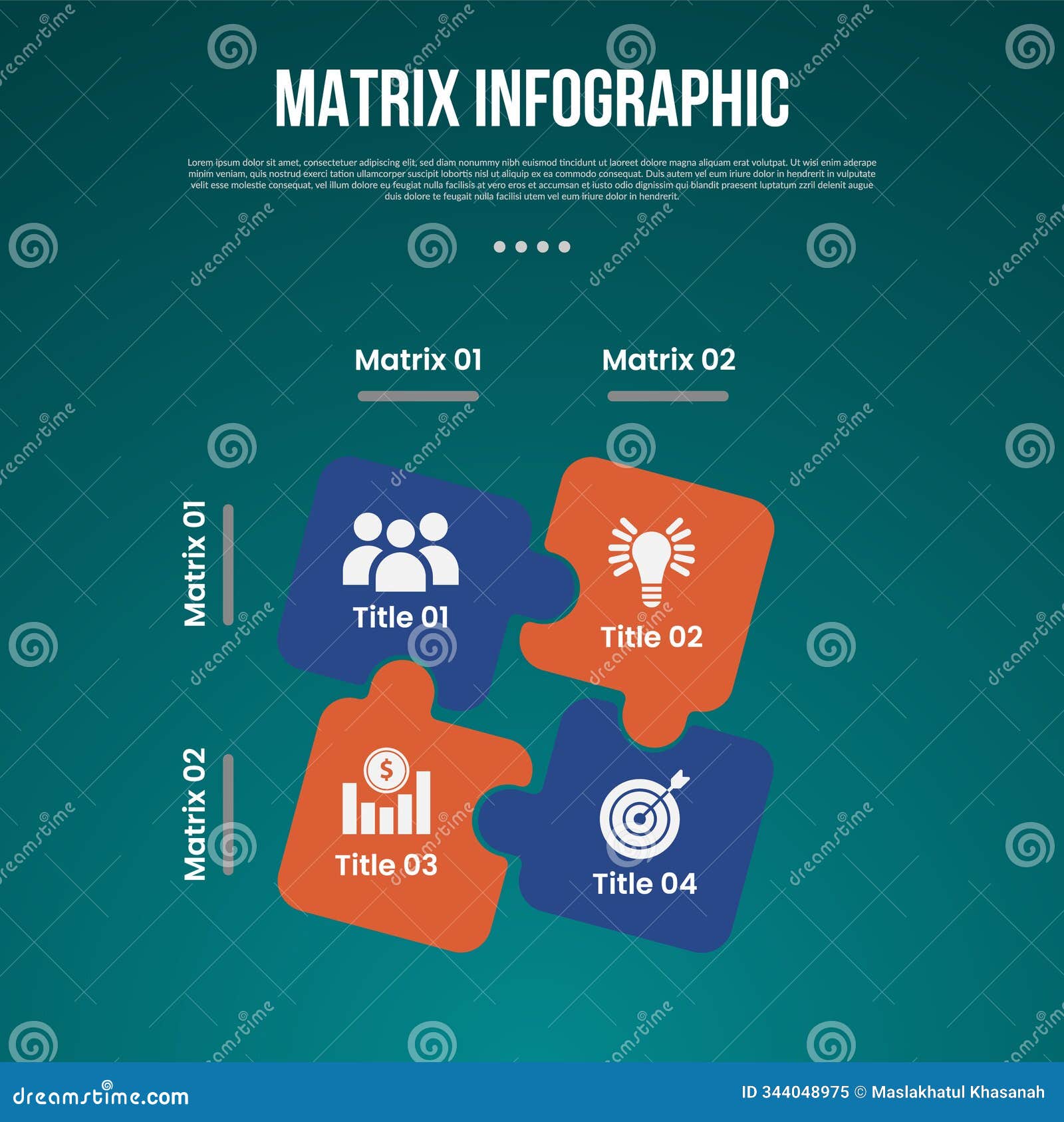 Matrix Structure Dimensions Template Infographic with Puzzle Jigsaw ...