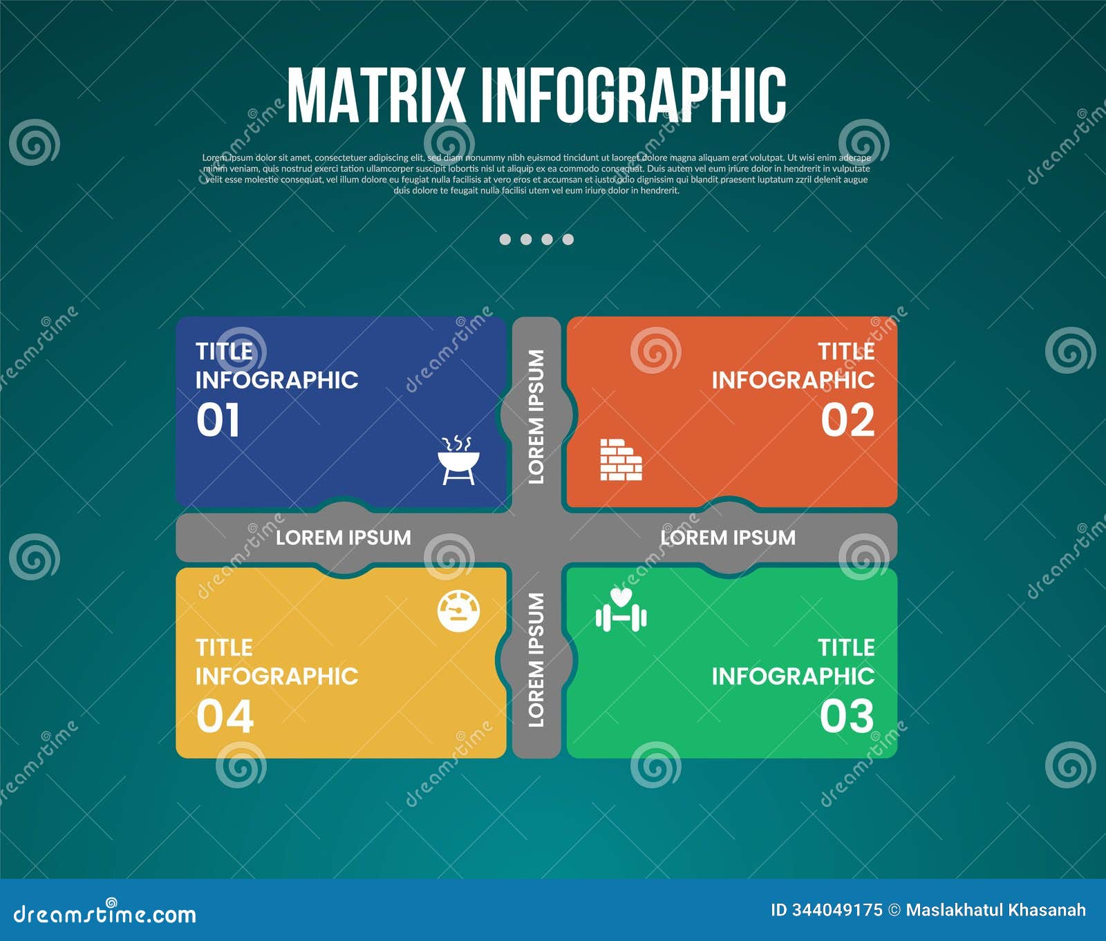 Matrix Structure Dimensions Template Infographic With Round Box And ...