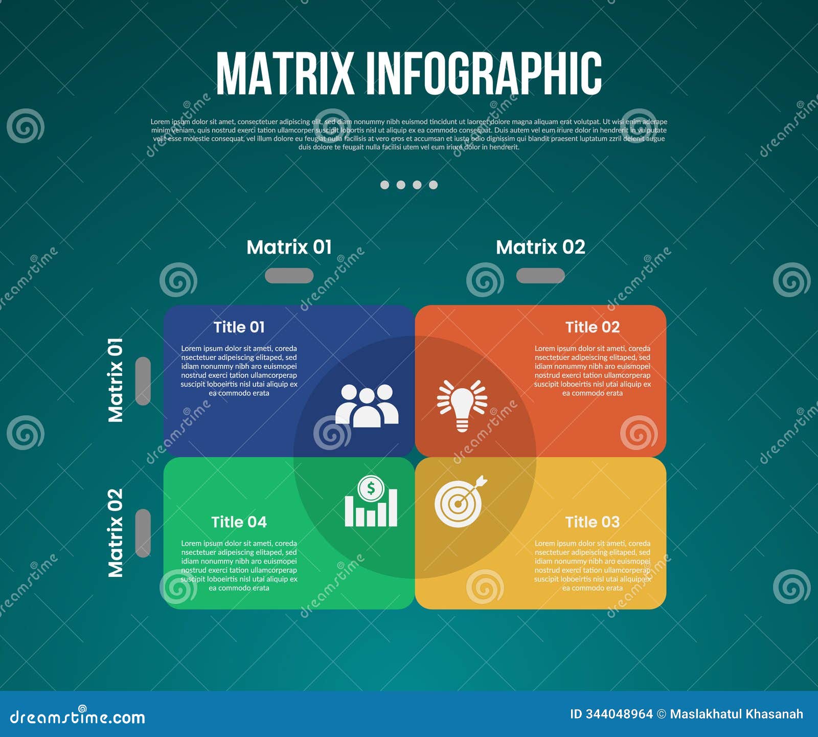 Matrix Structure Dimensions Template Infographic with Round Box ...
