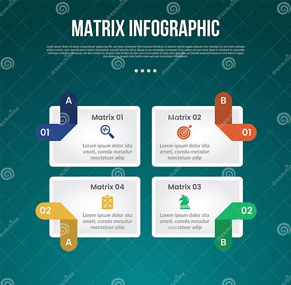 Matrix Structure Dimensions Template Infographic with Round Box ...