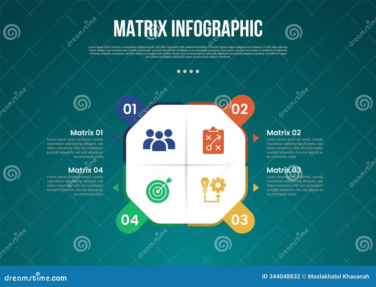 Matrix Structure Dimensions Template Infographic with Round Square Box ...