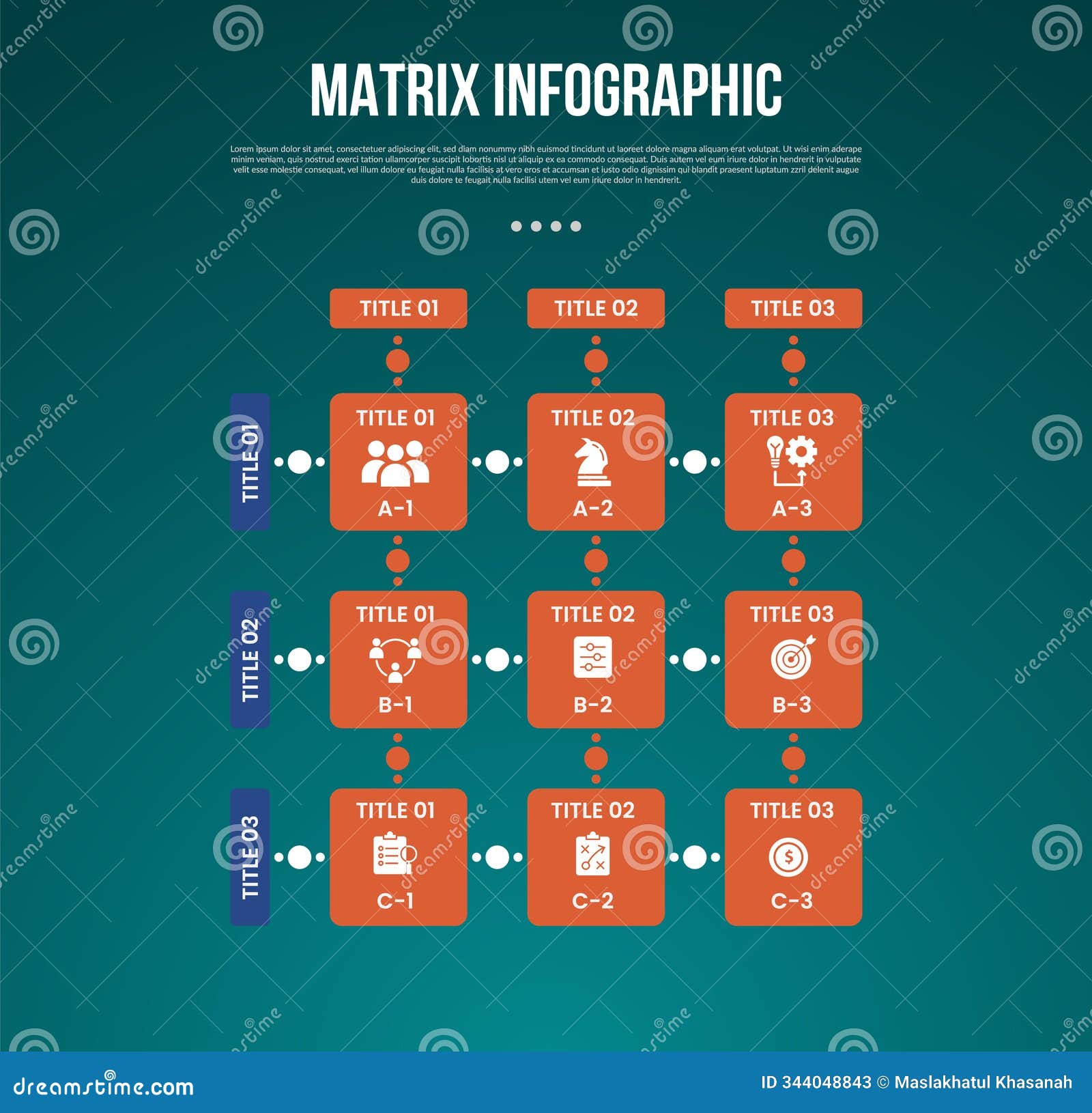 Matrix Structure Dimensions Template Infographic with Simple Box ...