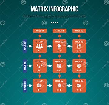 Matrix Structure Dimensions Template Infographic with Simple Box ...