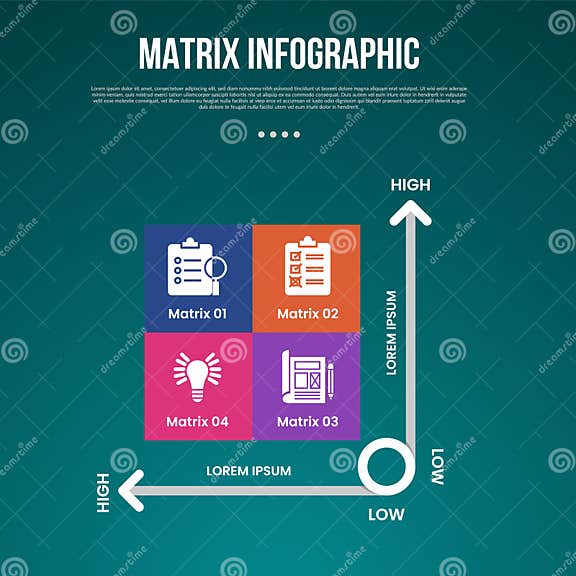 Matrix Structure Dimensions Template Infographic with Square Shape and ...