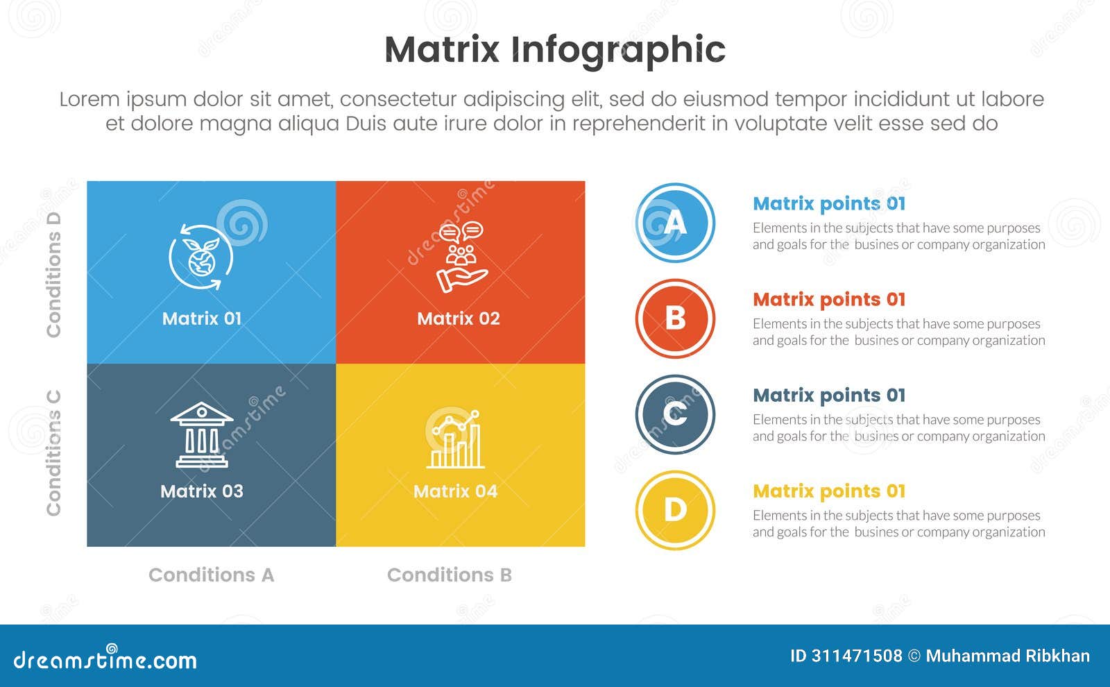 Matrix Structure Model Template for Infographic Template Banner with ...