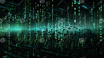 Matrix Style Binary Code Digital Background with Falling Numbers Stock ...