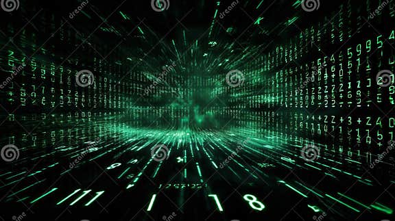 Matrix Style Binary Code Digital Background with Falling Numbers Stock Photo - Image of computer ...