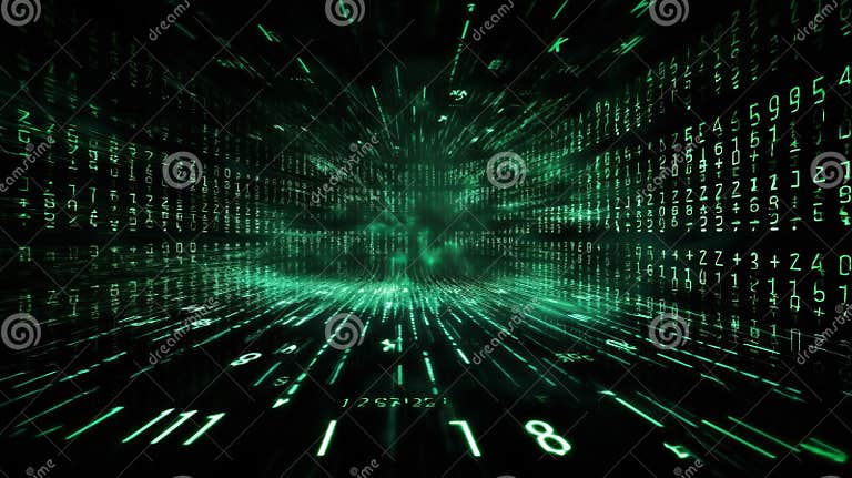 Matrix Style Binary Code Digital Background with Falling Numbers Stock ...