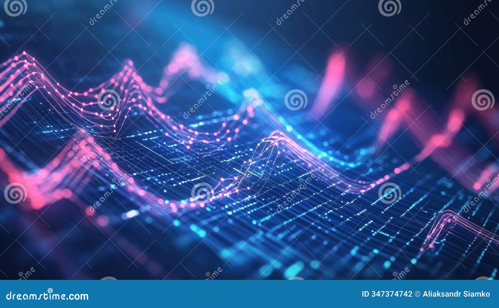 Matrix-style Digital Lines with Futuristic Grids and Data Points Stock ...