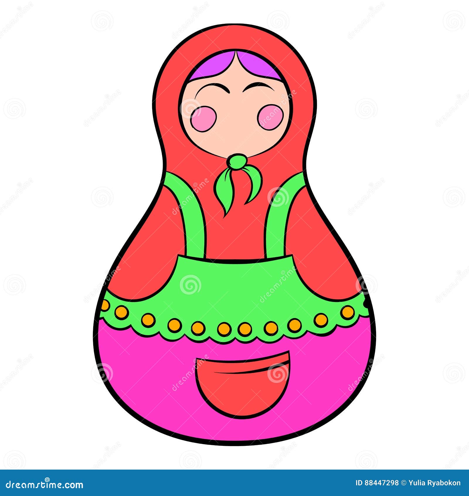 Matryoshka icon cartoon stock vector. Illustration of ornament - 88447298