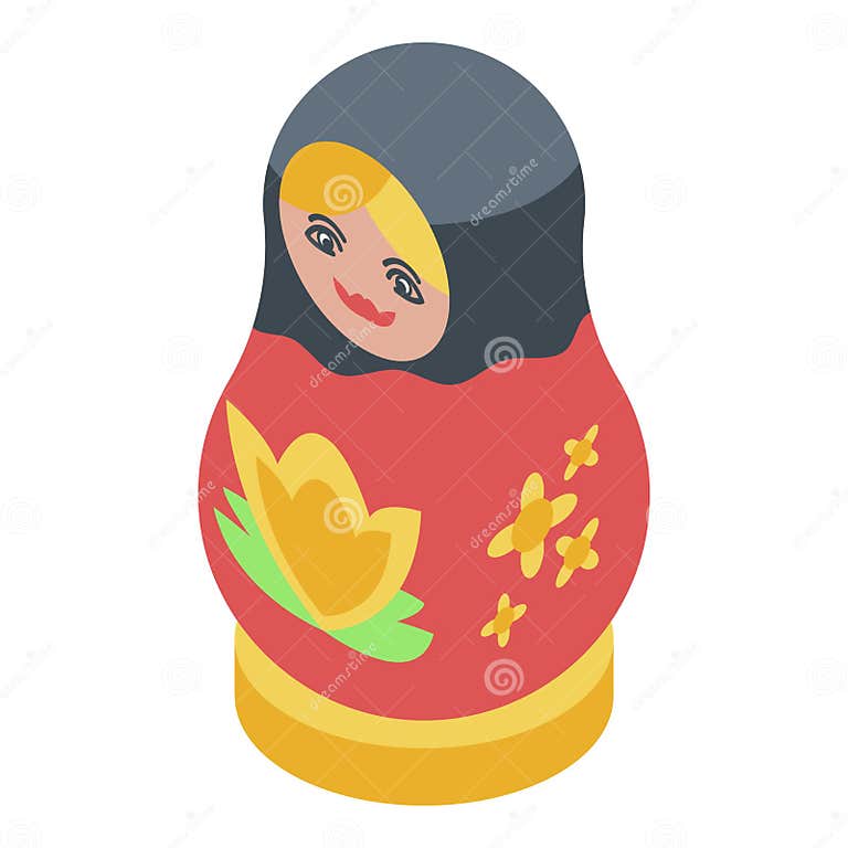 Matryoshka Icon, Isometric Style Stock Vector - Illustration of ...