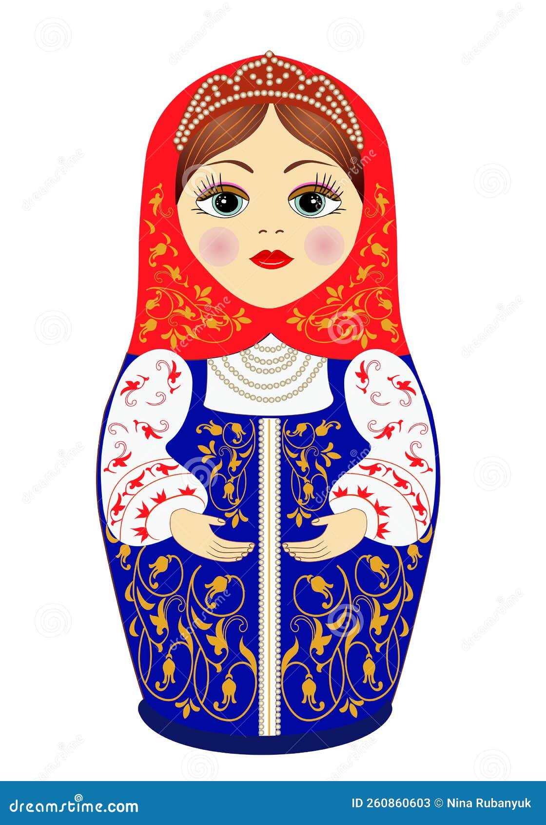 Matryoshka Russian Dolls Illustration with Pattern Stock Illustration ...