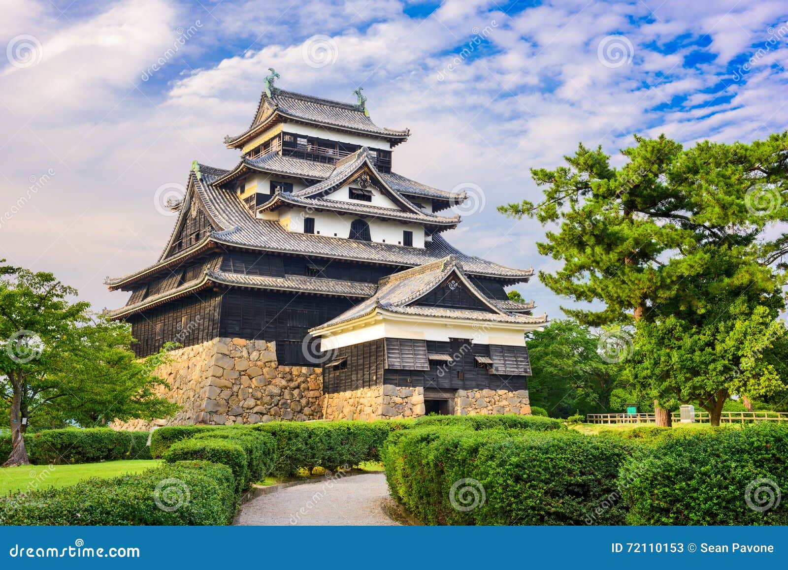 Old Castle In Japan. Matsumoto Castle Against Sunset Sky In Nagono City ...