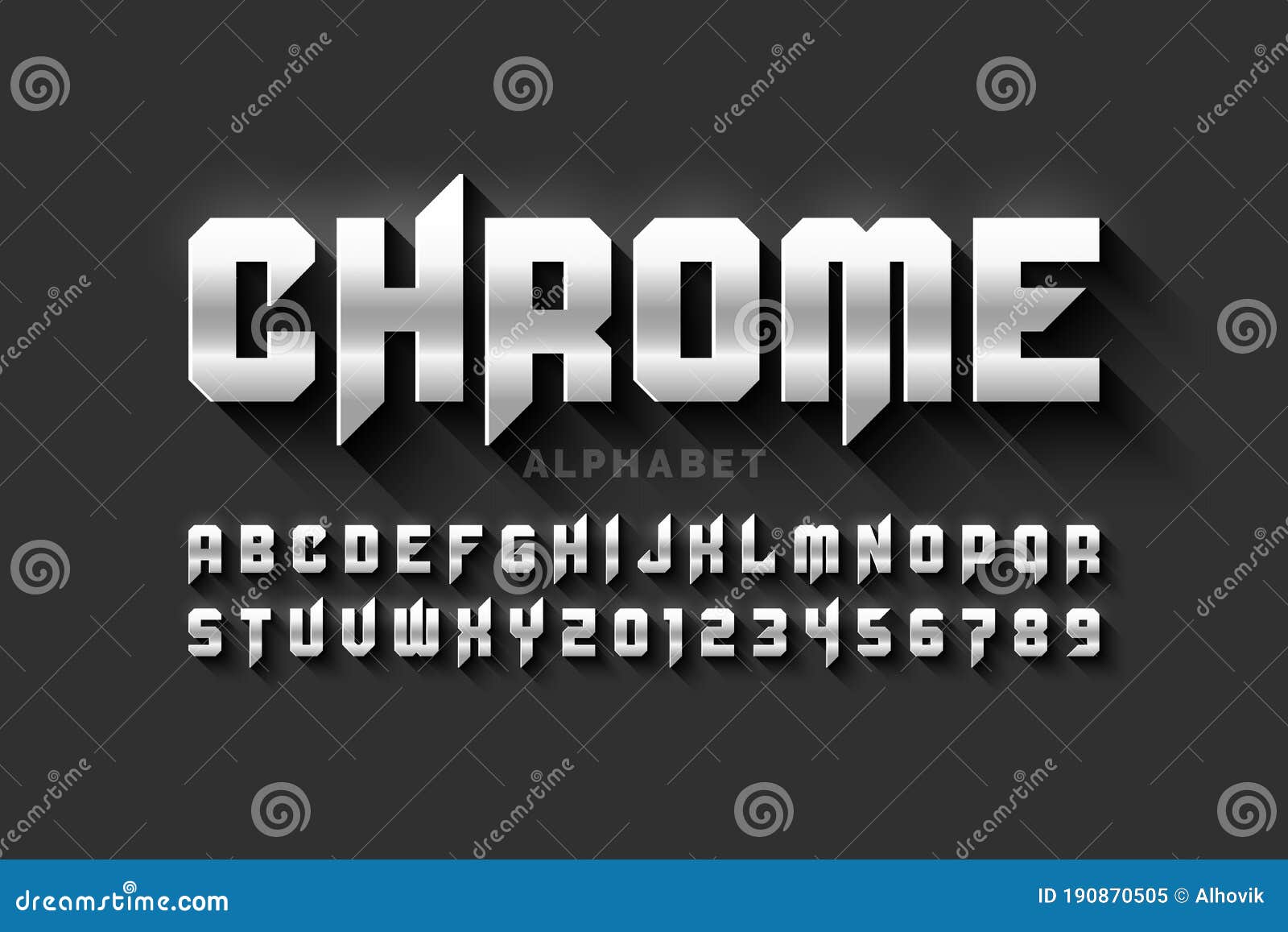 Thin Chrome Alphabet In 80s Retro Futurism Style Cartoon Vector ...