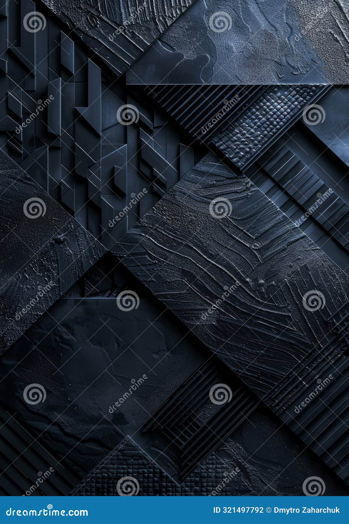 Matte Black Geometric Forms with Subtle Texture, Arranged in an ...