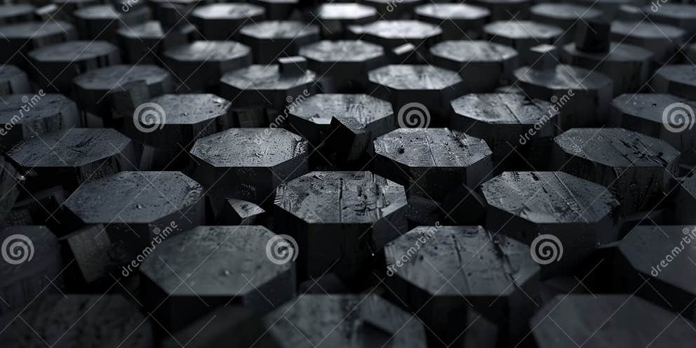 Matte Black Geometric Forms with Subtle Texture, Arranged in an ...