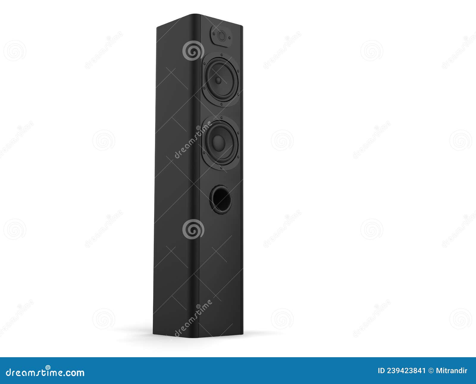 Matte Black Modern Big Tower Music Speaker - Side View Stock ...