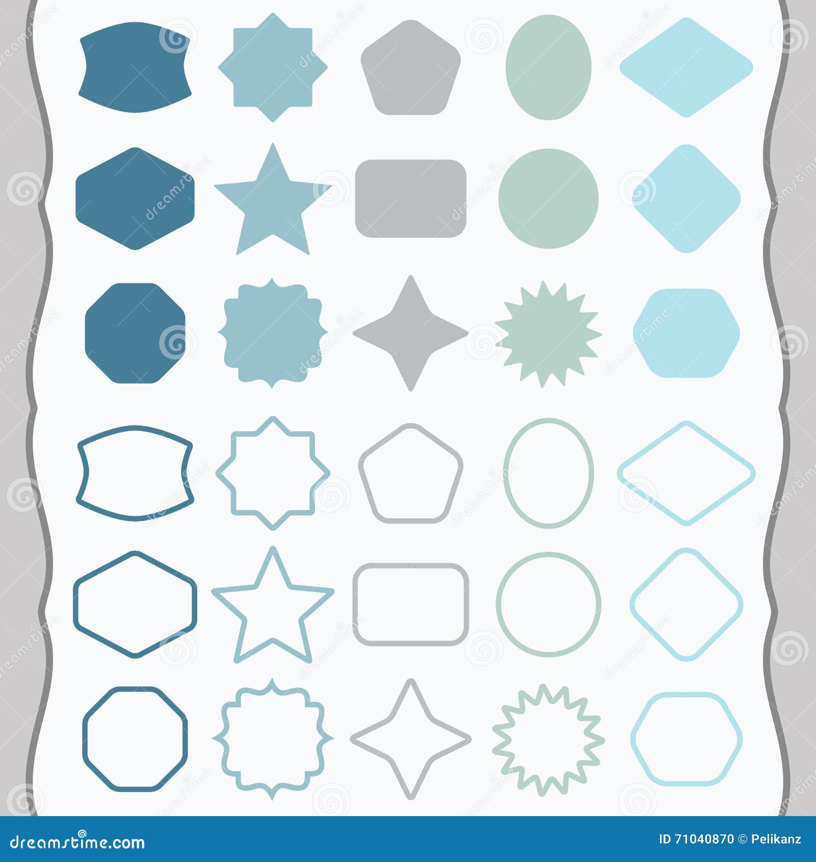 Matte Blue and Gray Silhouette and Outline Icons Set Stock Vector ...
