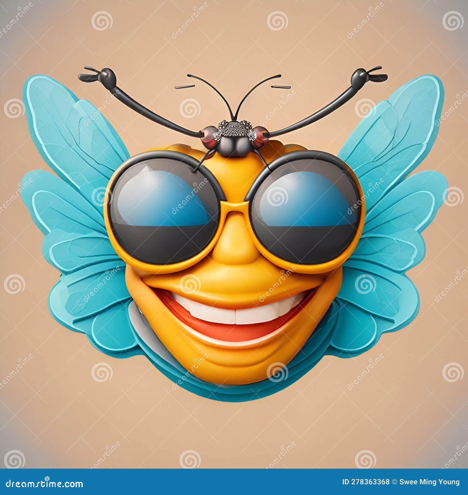 Matte Caricature Image of of a Smiling Happy Fly Portrait. Stock ...
