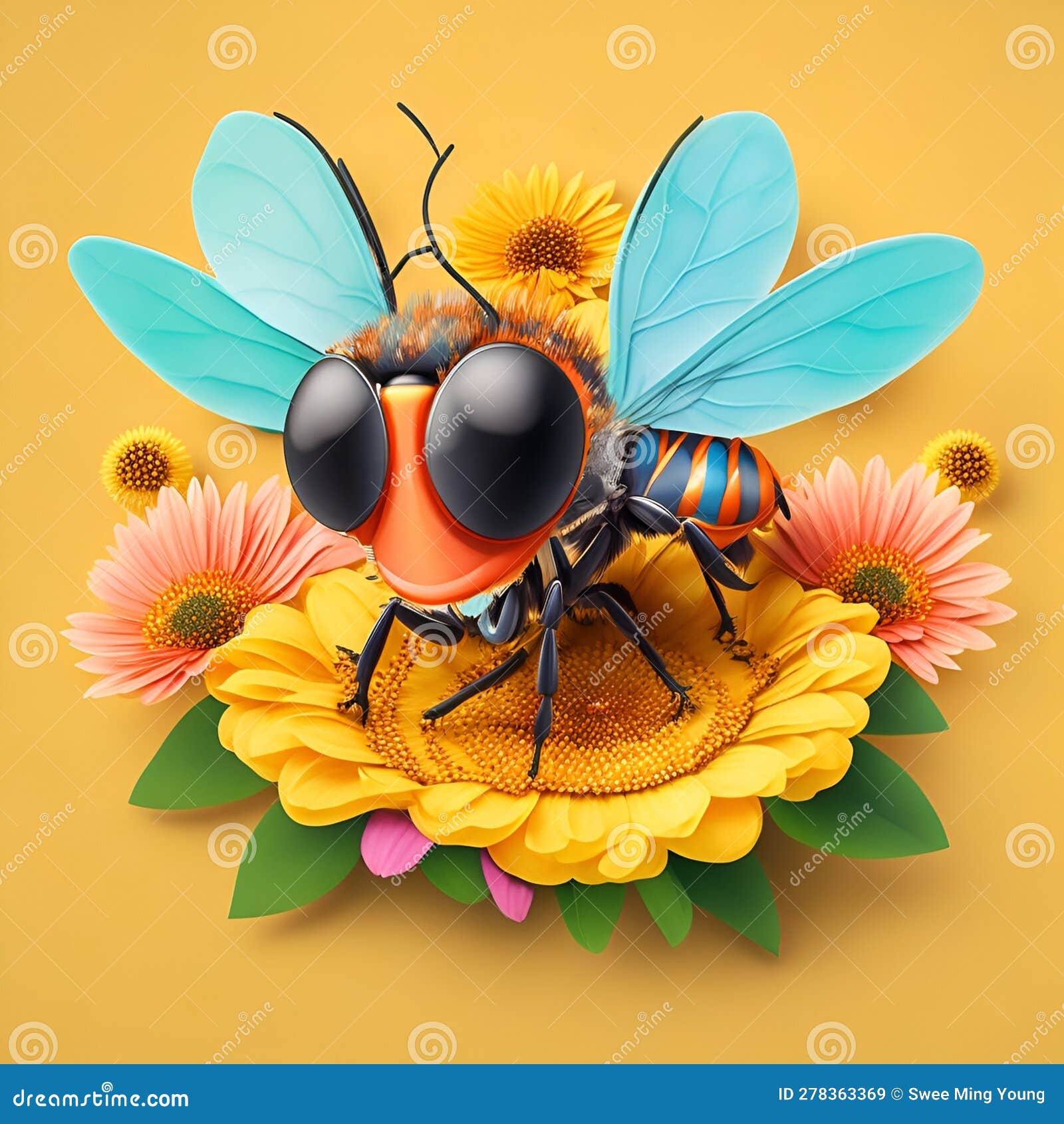 Matte Caricature Image of of a Smiling Happy Fly Portrait. Stock ...