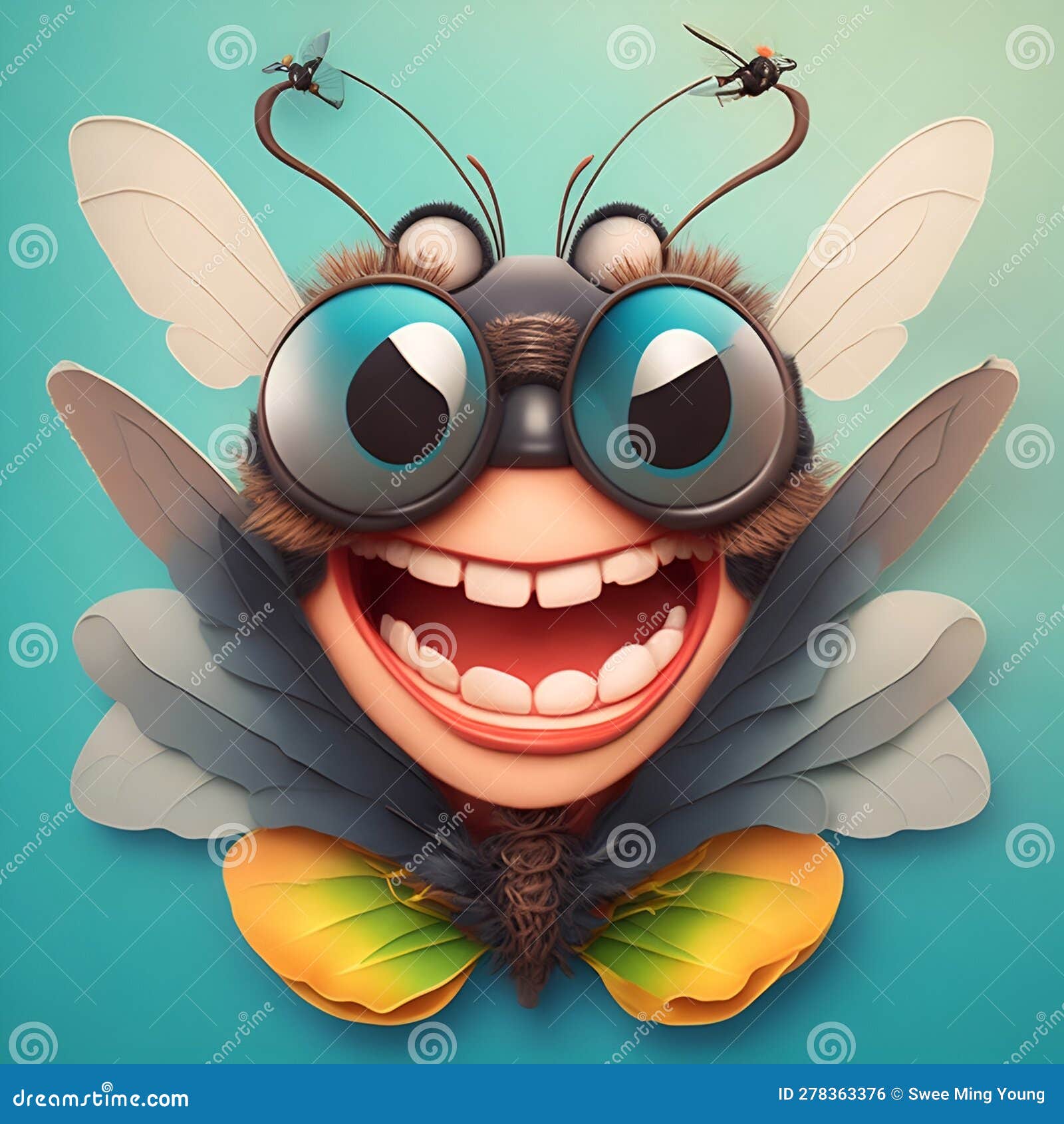 Matte Caricature Image of of a Smiling Happy Fly Portrait. Stock ...