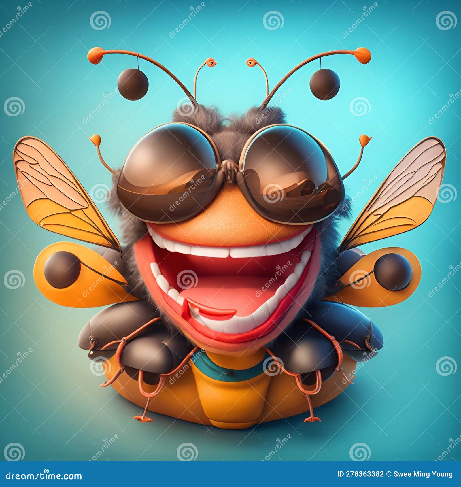 Matte Caricature Image of of a Smiling Happy Fly Portrait. Stock ...