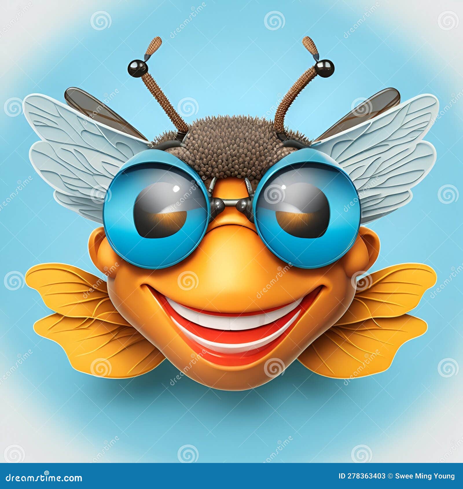 Matte Caricature Image of of a Smiling Happy Fly Portrait. Stock ...