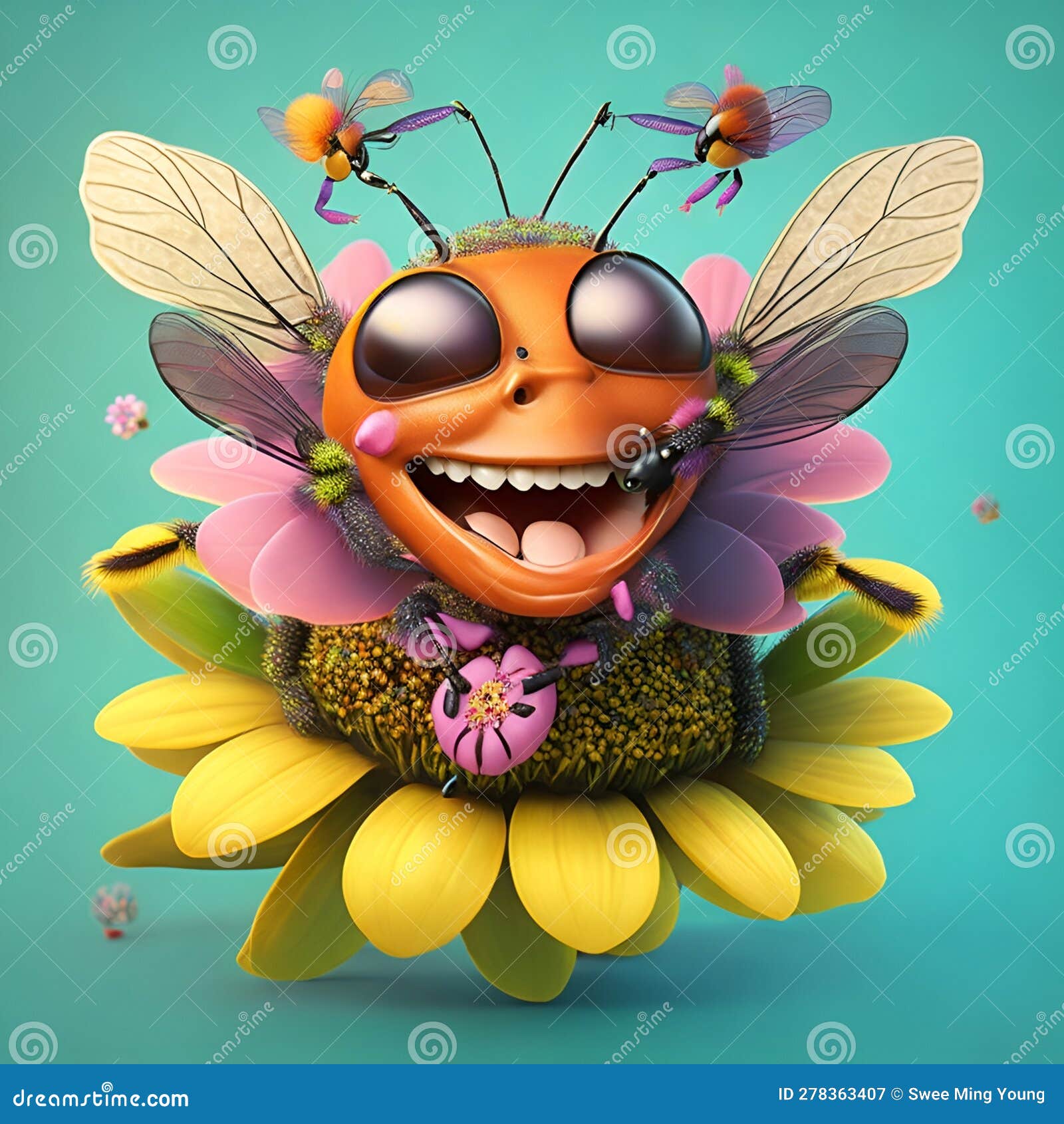 Matte Caricature Image of of a Smiling Happy Fly Portrait. Stock ...