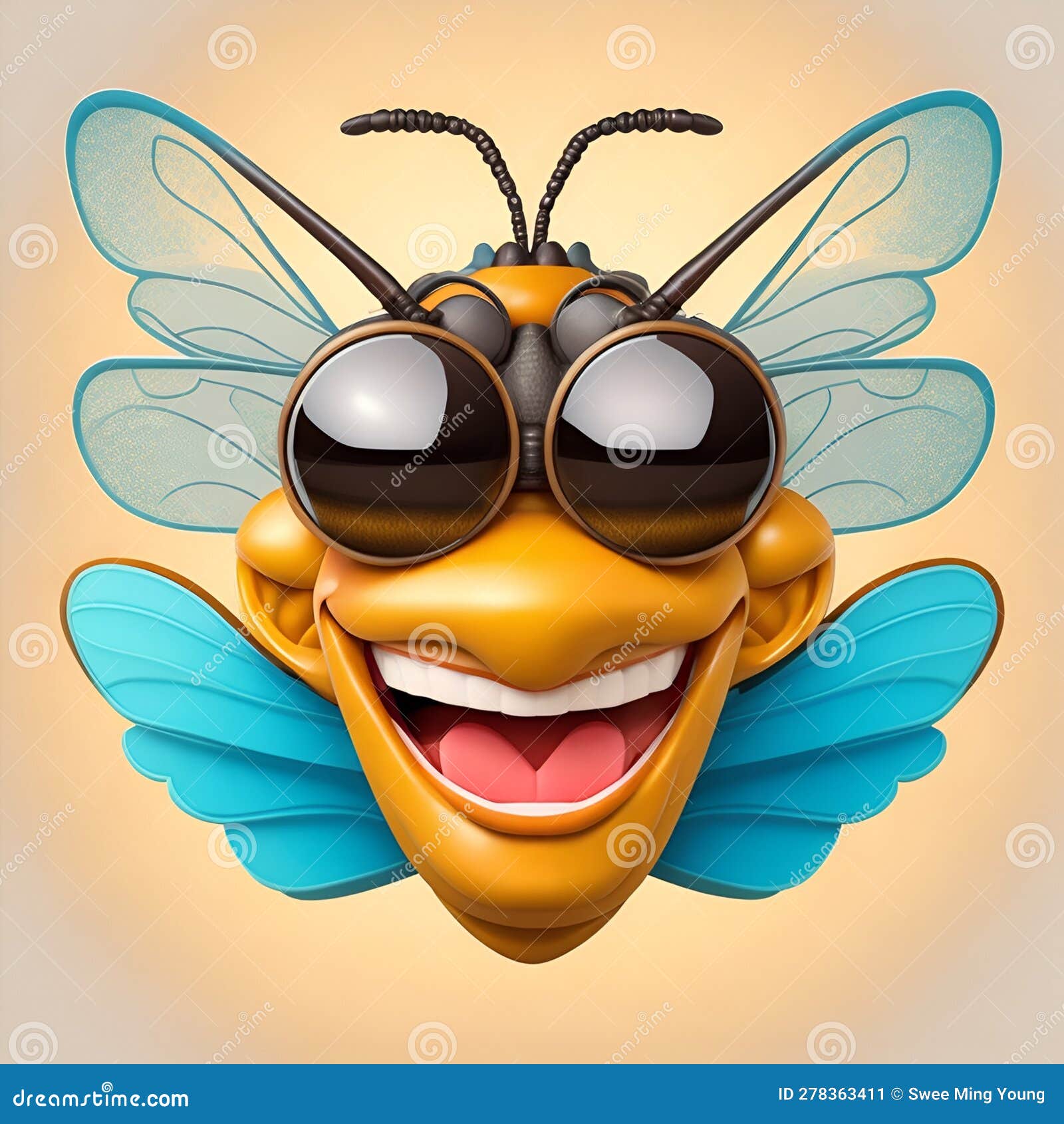 Matte Caricature Image of of a Smiling Happy Fly Portrait. Stock ...