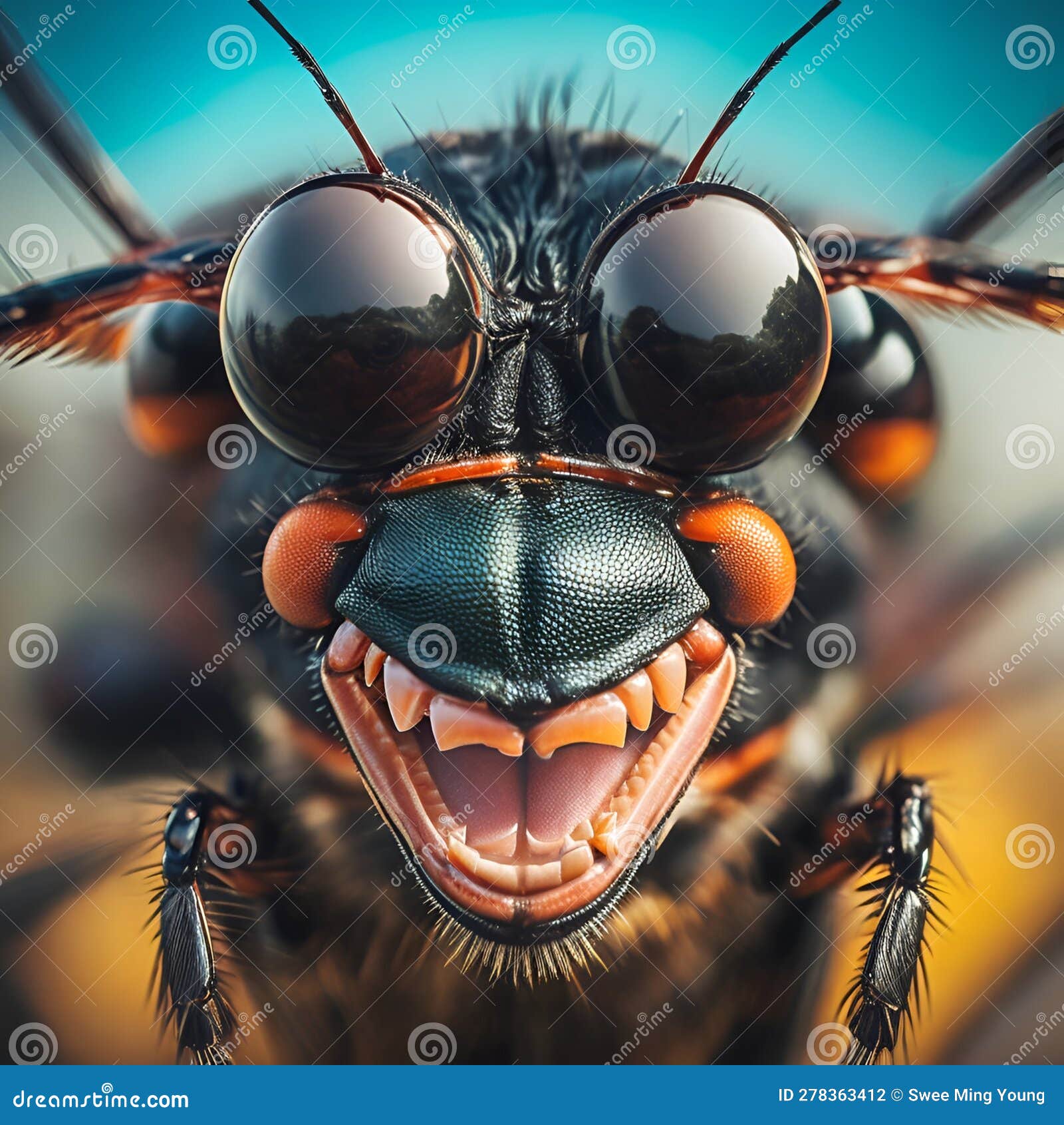 Matte Caricature Image of of a Smiling Happy Fly Portrait. Stock ...