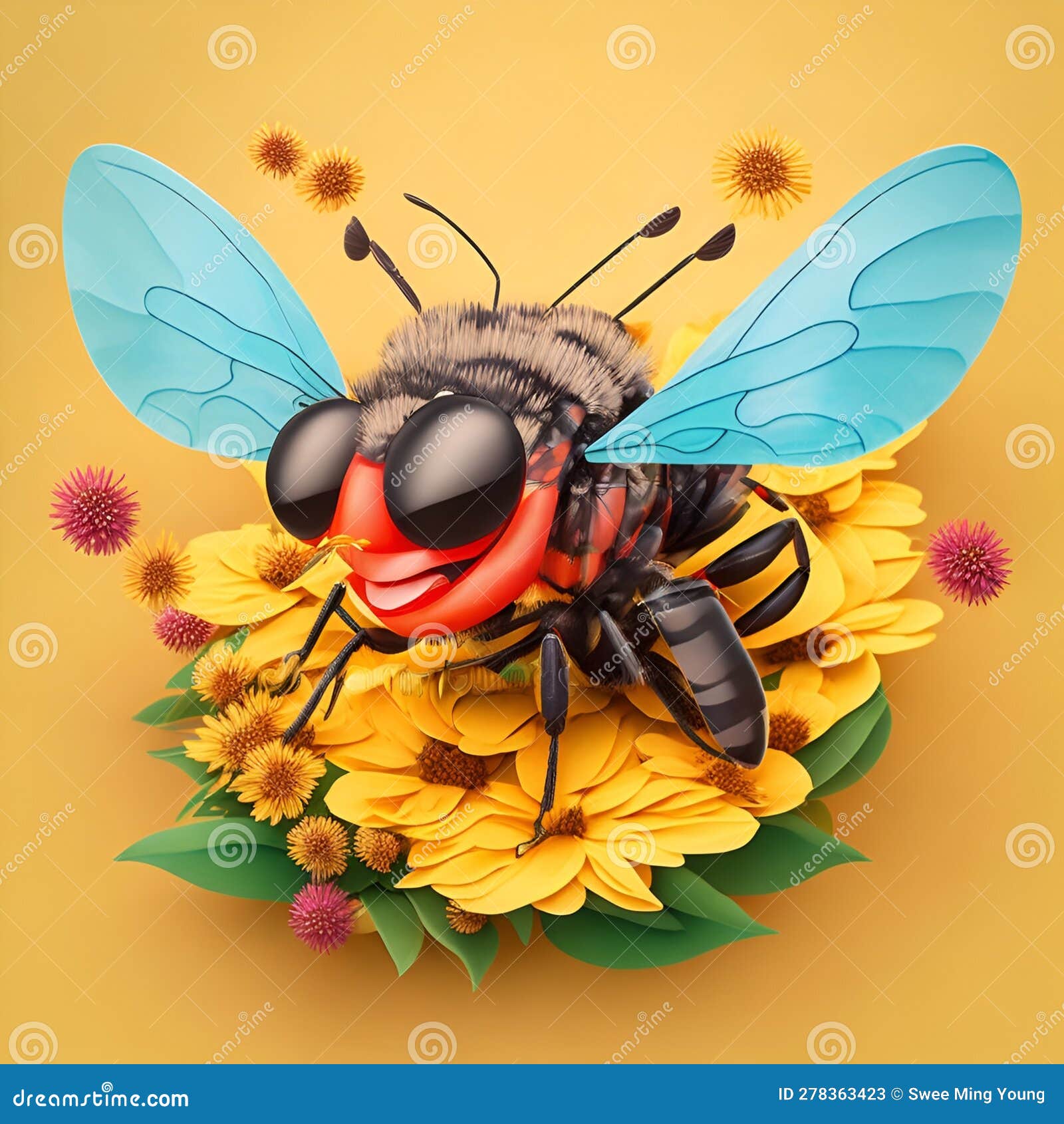 Matte Caricature Image of of a Smiling Happy Fly Portrait. Stock ...