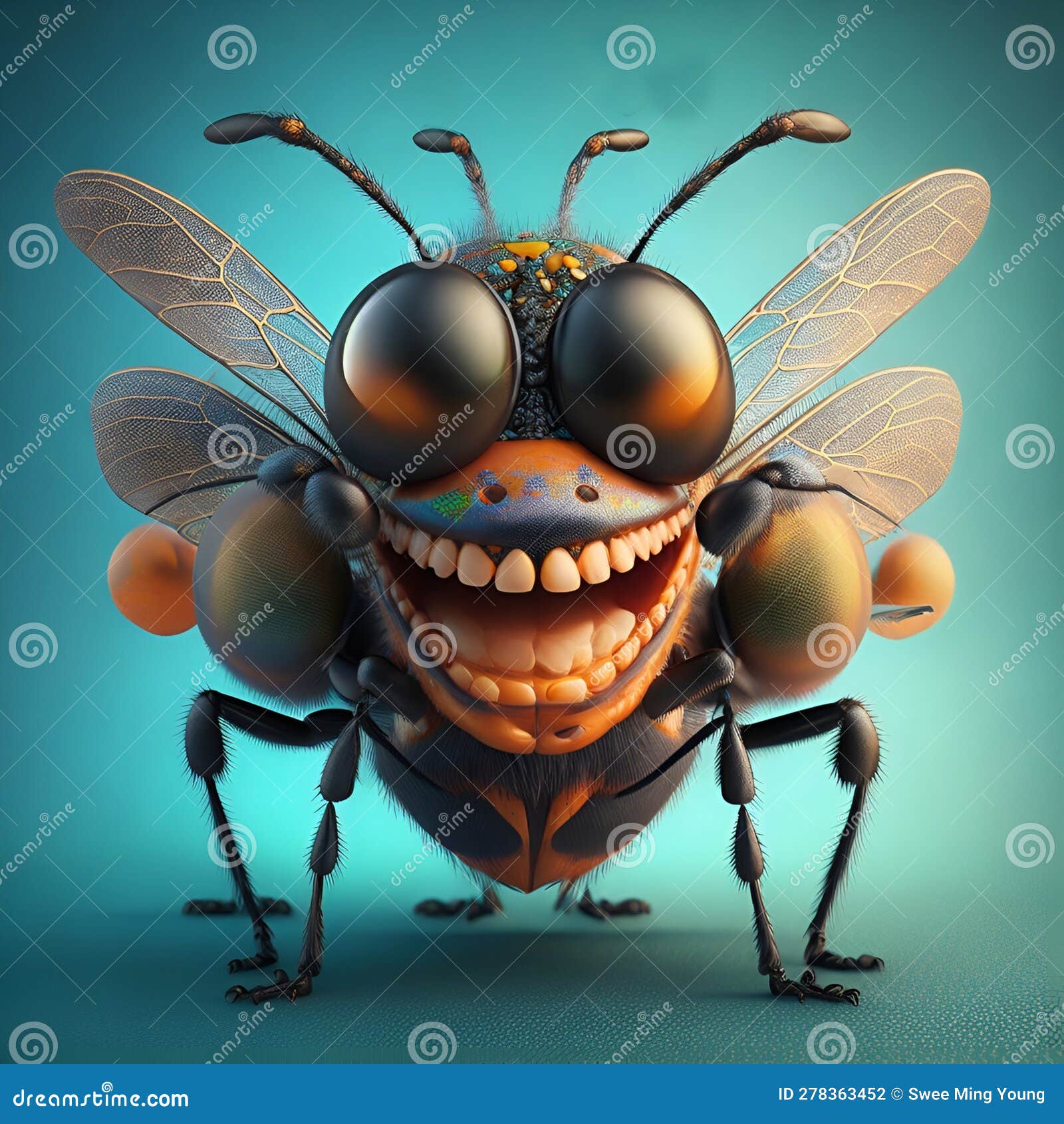 Matte Caricature Image of of a Smiling Happy Fly Portrait. Stock ...