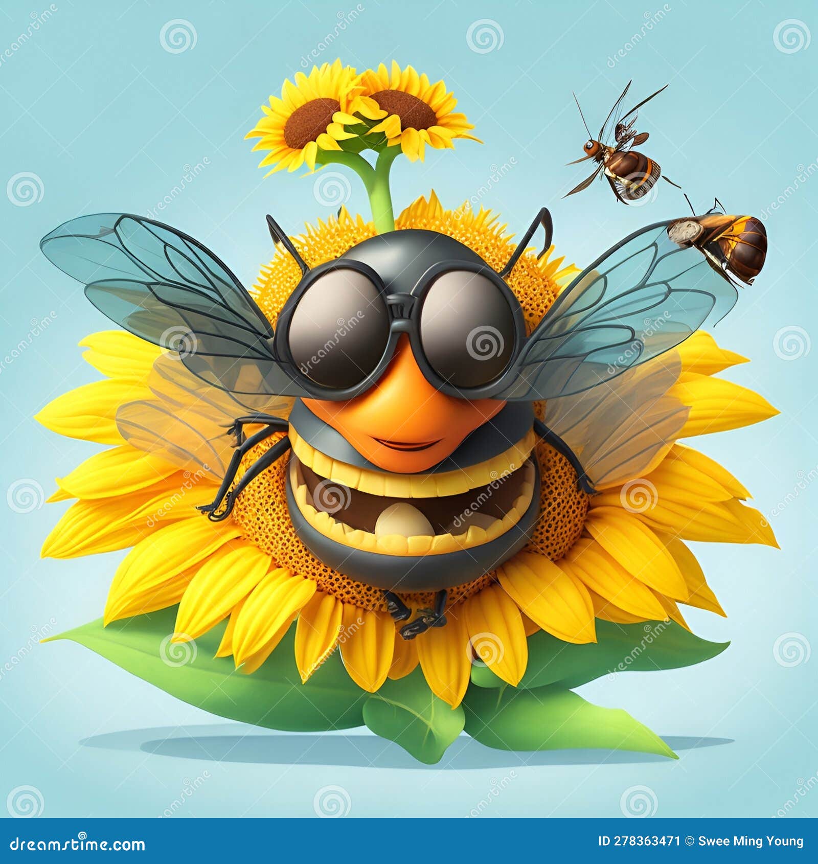 Matte Caricature Image of of a Smiling Happy Fly Portrait. Stock ...