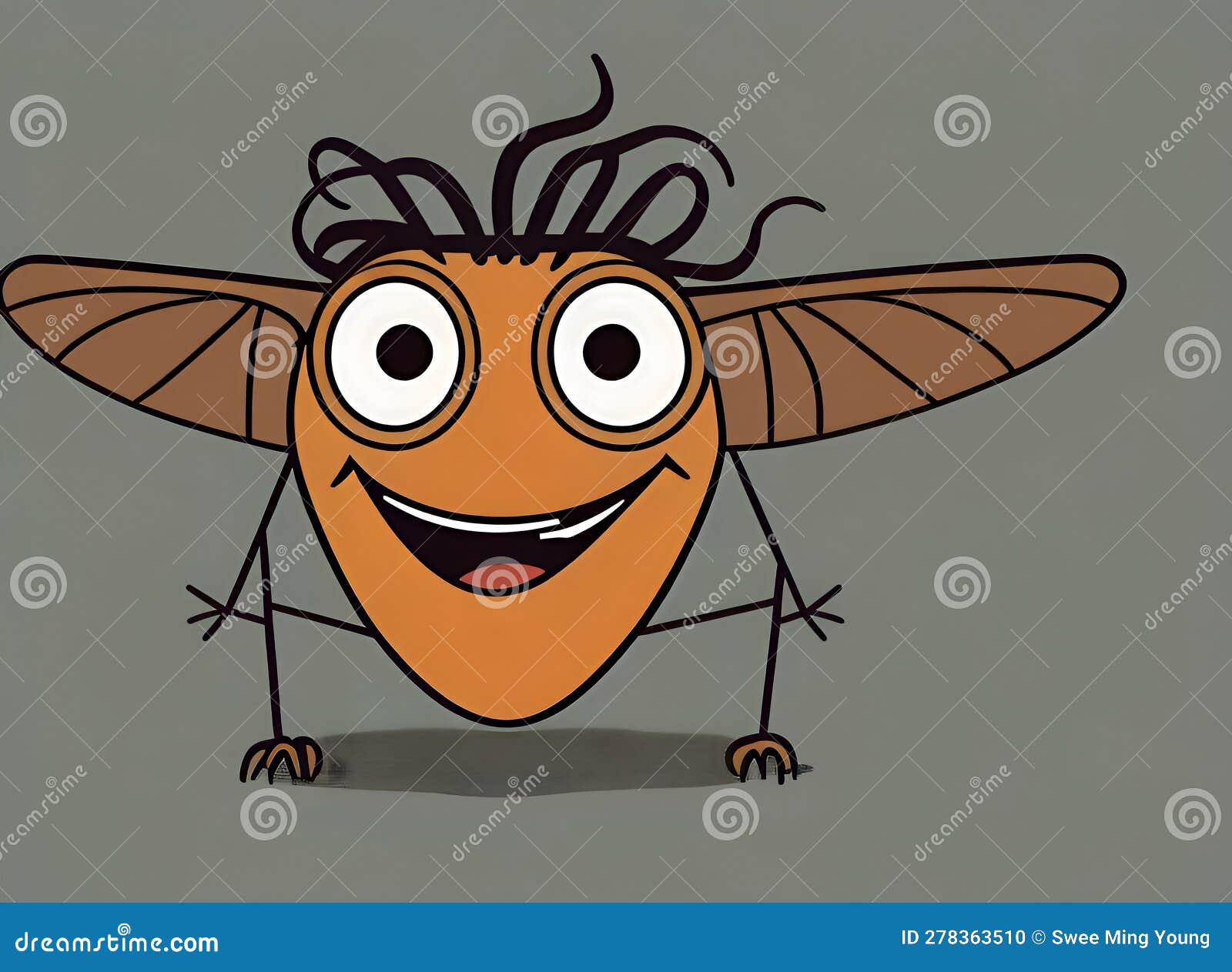 Matte Caricature Image of of a Smiling Happy Fly Portrait. Stock ...