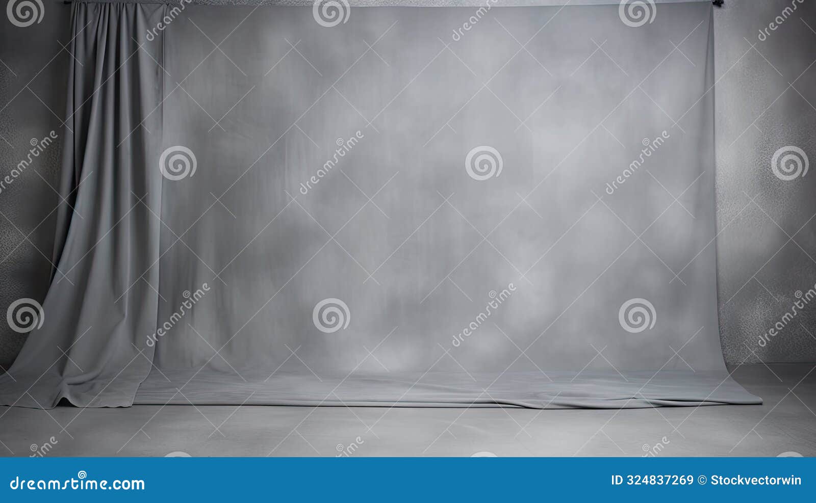 Grey Studio Room With Blank Product Shelf Standing Backdrop. Empty ...