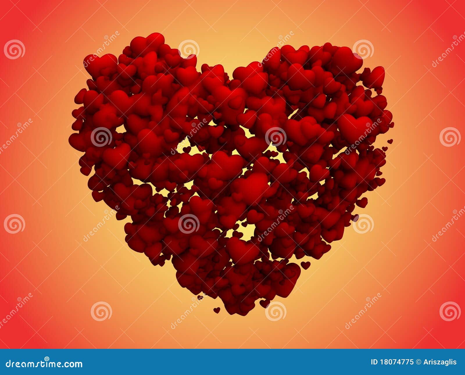 Matte Hearts Forming a Big Heart (clipping Path) Stock Illustration ...